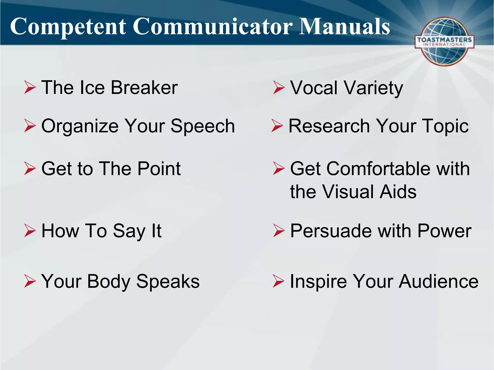 Toastmasters Education Program - Communication Track | PPT