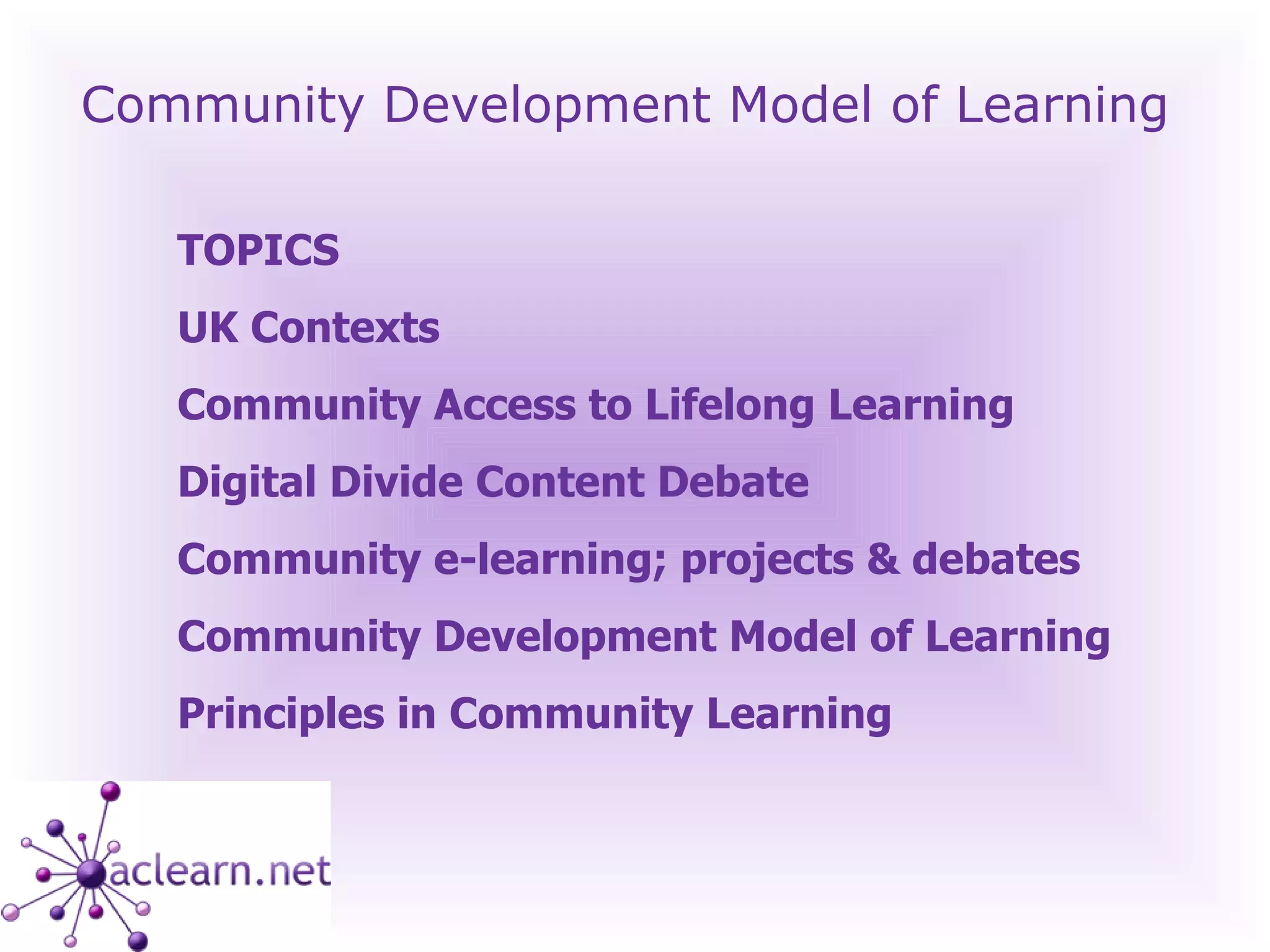 Community Development Model of Learning | PPT | Free Download