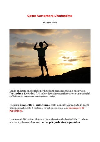 Come aumentare l'autostima | PDF | Mental Health | Diseases and Conditions