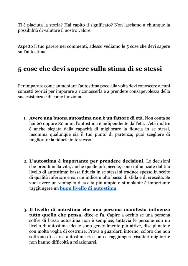 Come aumentare l'autostima | PDF