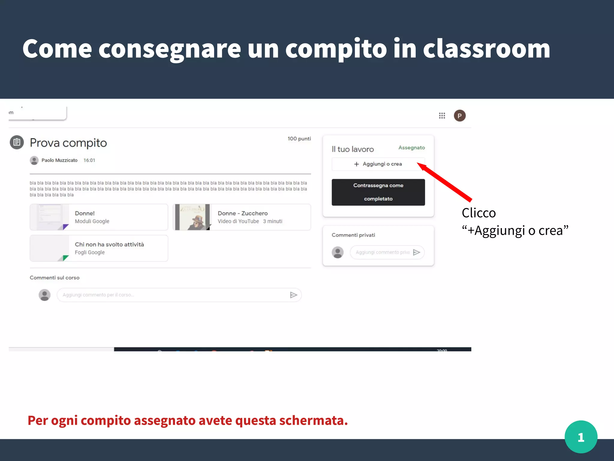 Come consegnare un compito in classroom | PDF