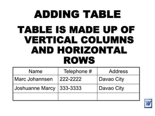 comed2 MS WORD TOPICS 2007.ppt