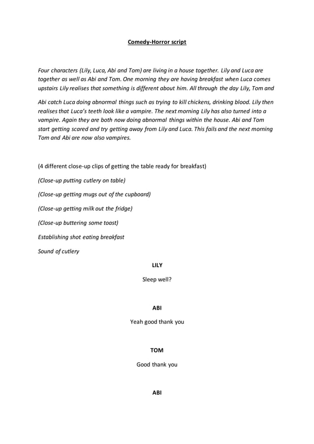 Comedy horror script | DOCX