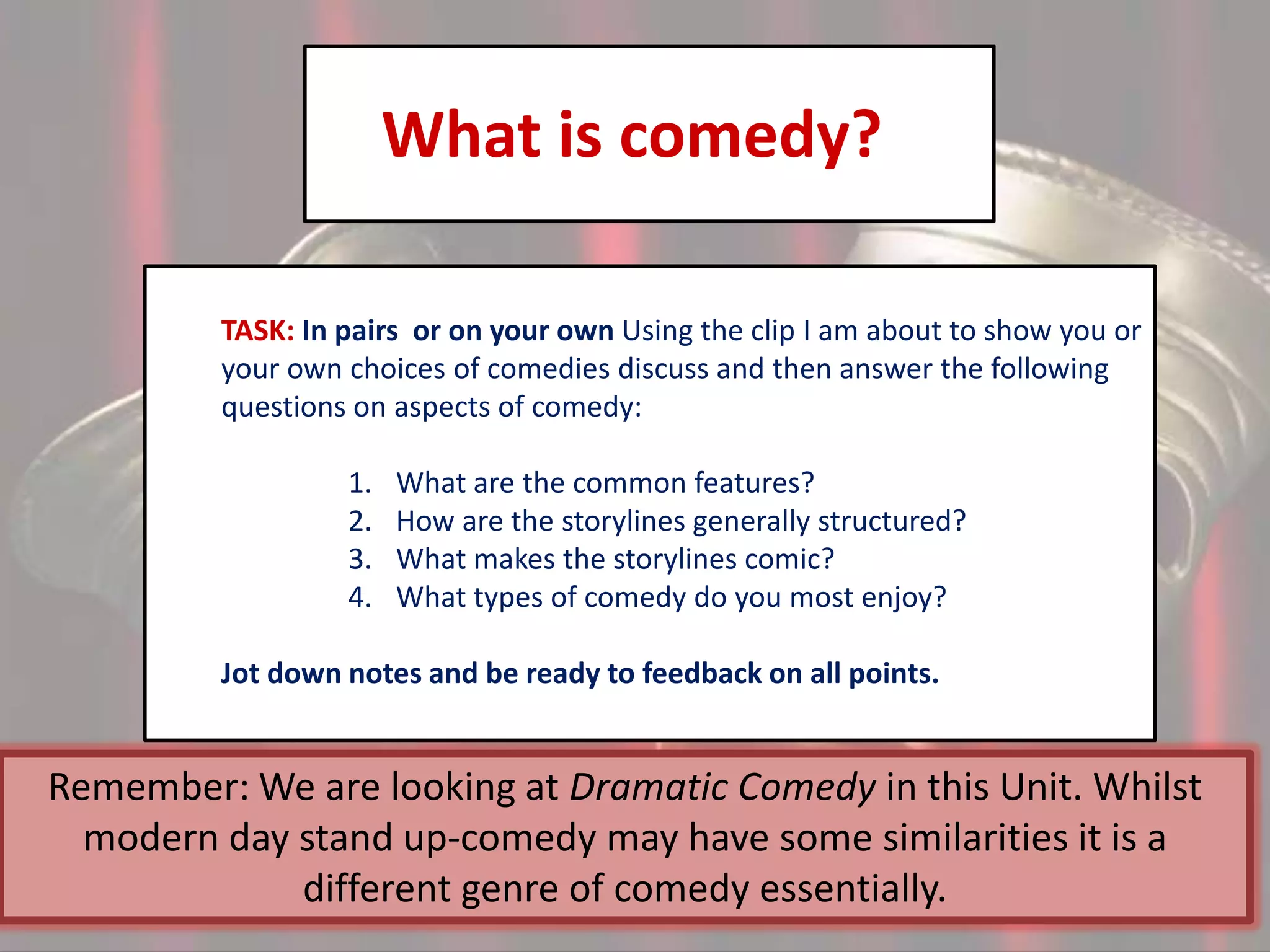 Comedy lesson 1 and 2 | PPTX