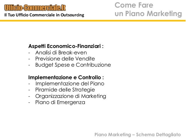 Come fare un Piano Marketing, Schema Dettagliato Come fare un Piano Marketing, Schema Dettagliato