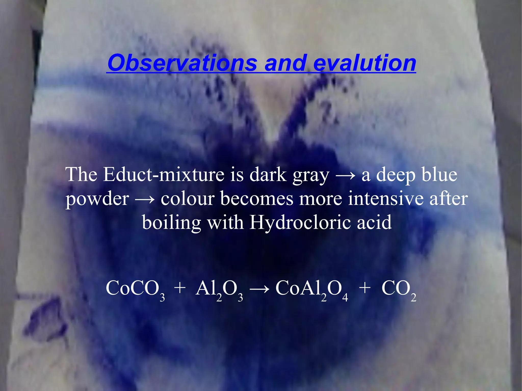 Via microwaves: Isolation of Thenard’s Blue | PPT