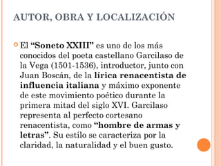 Comentario del soneto xxiii | PPT