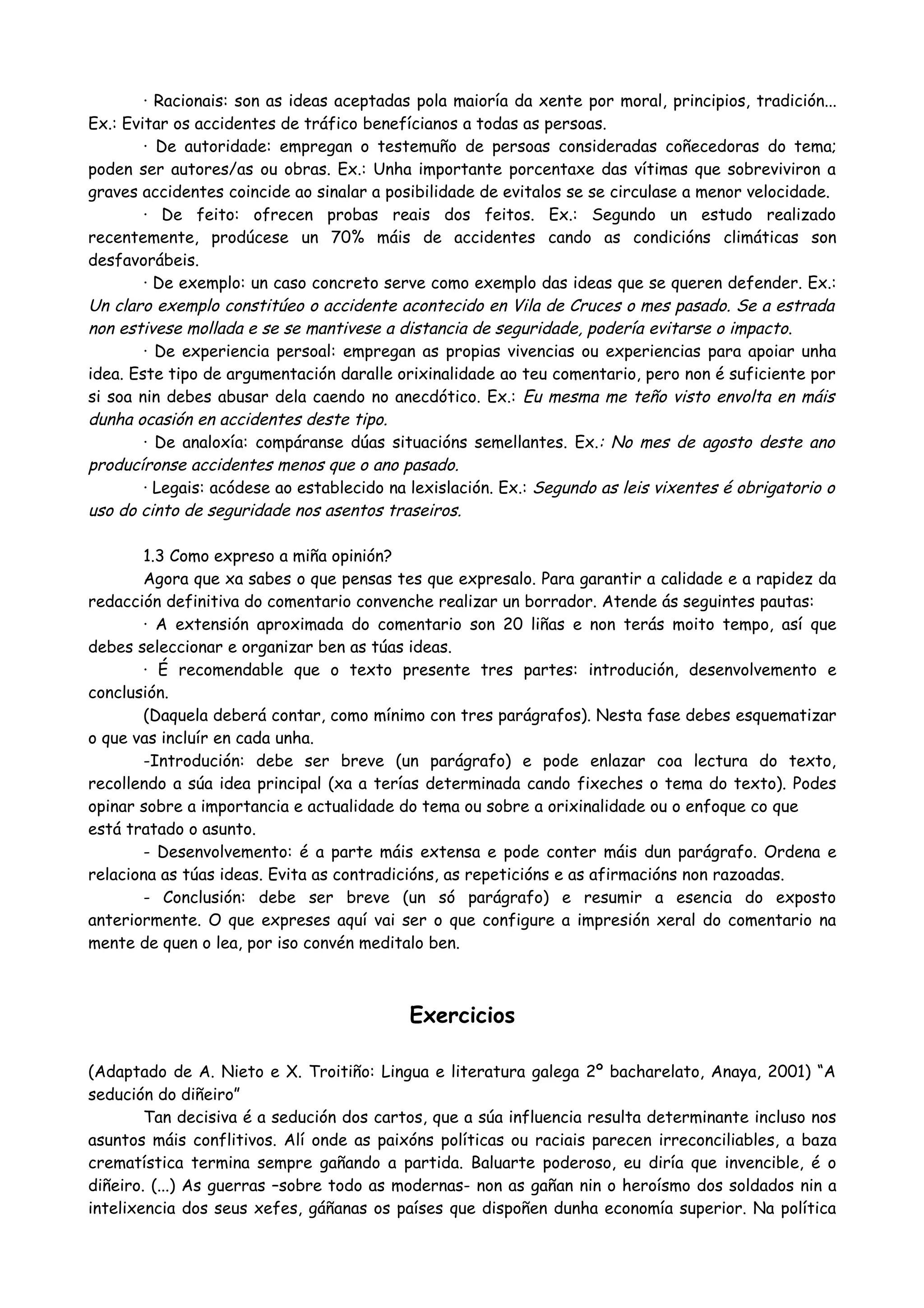 Comentario exercicios | PDF