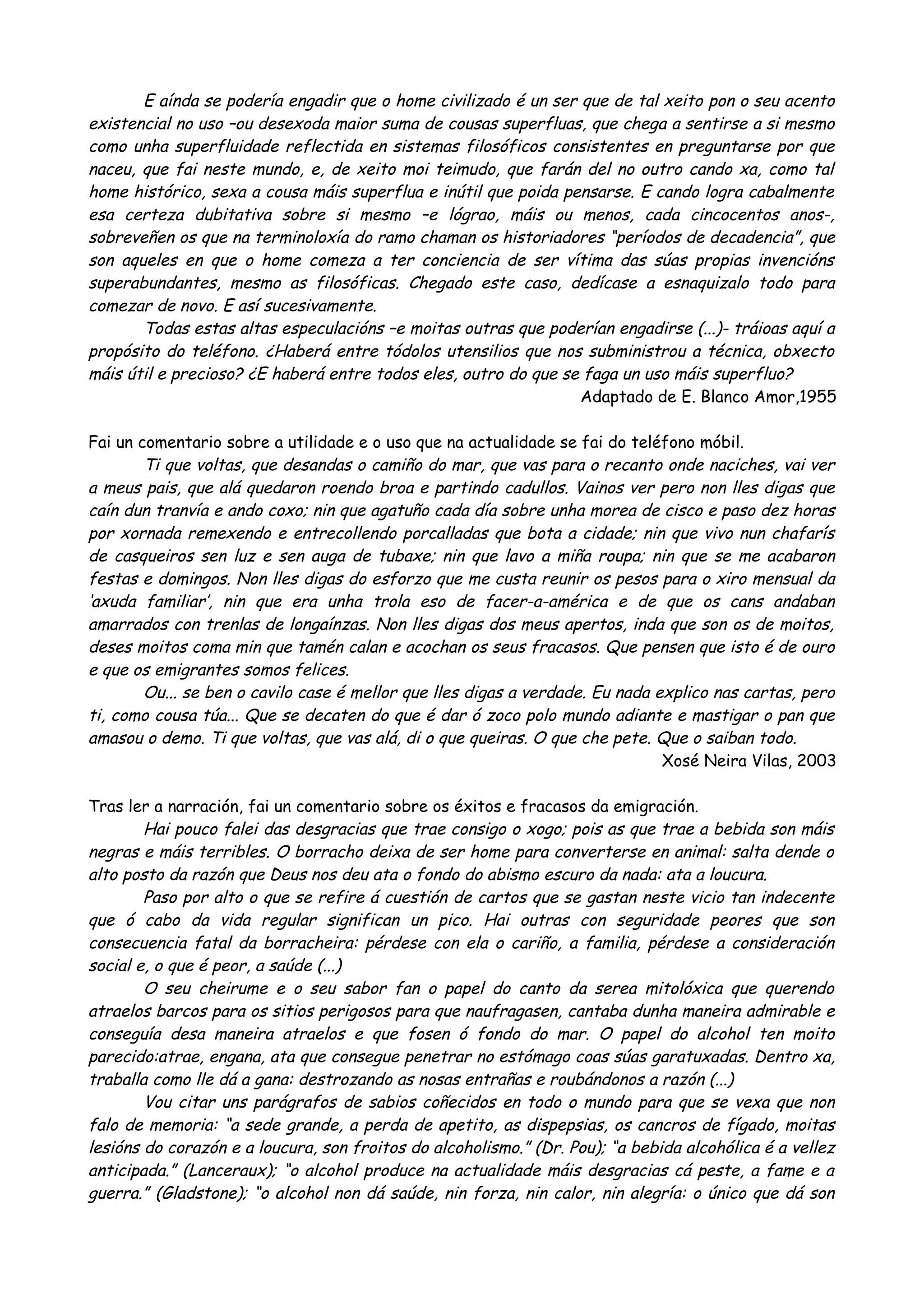 Comentario exercicios | PDF