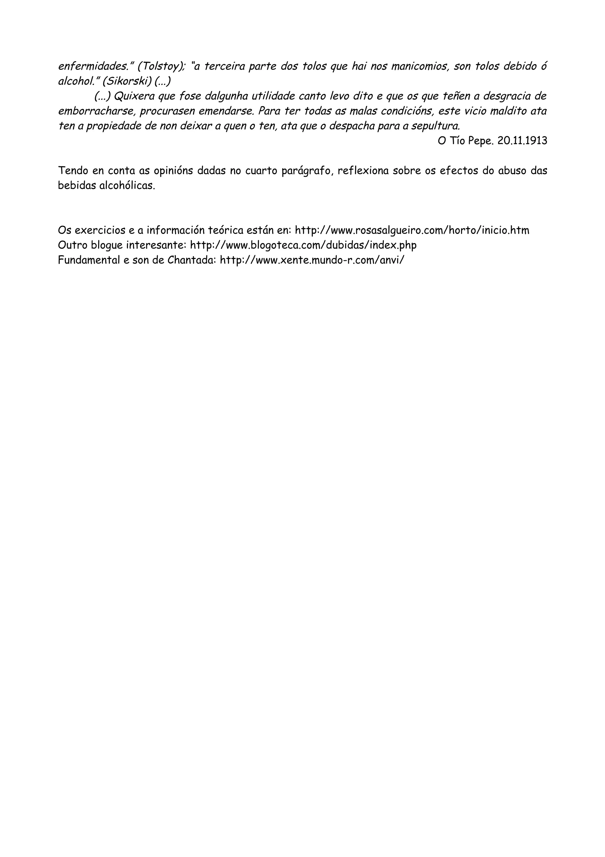 Comentario exercicios | PDF