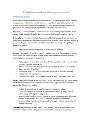 Examen Selectividad San Manuel Bueno, mártir. Por Andrés | DOCX