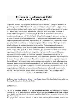 Comentarios sexenio textos | ODT