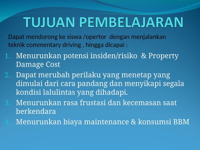 Driving light vehicle comentary for safety rules | PPT