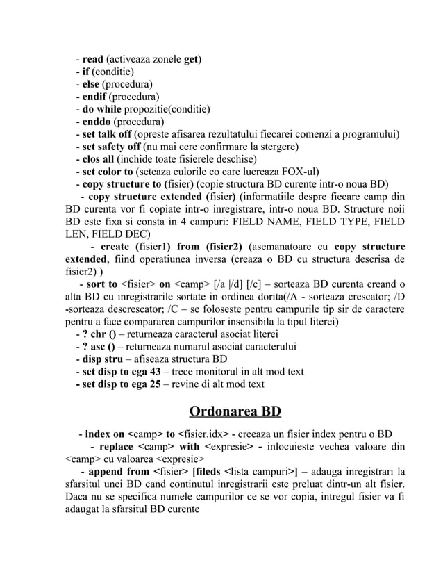 Comenzi fox pro | DOC