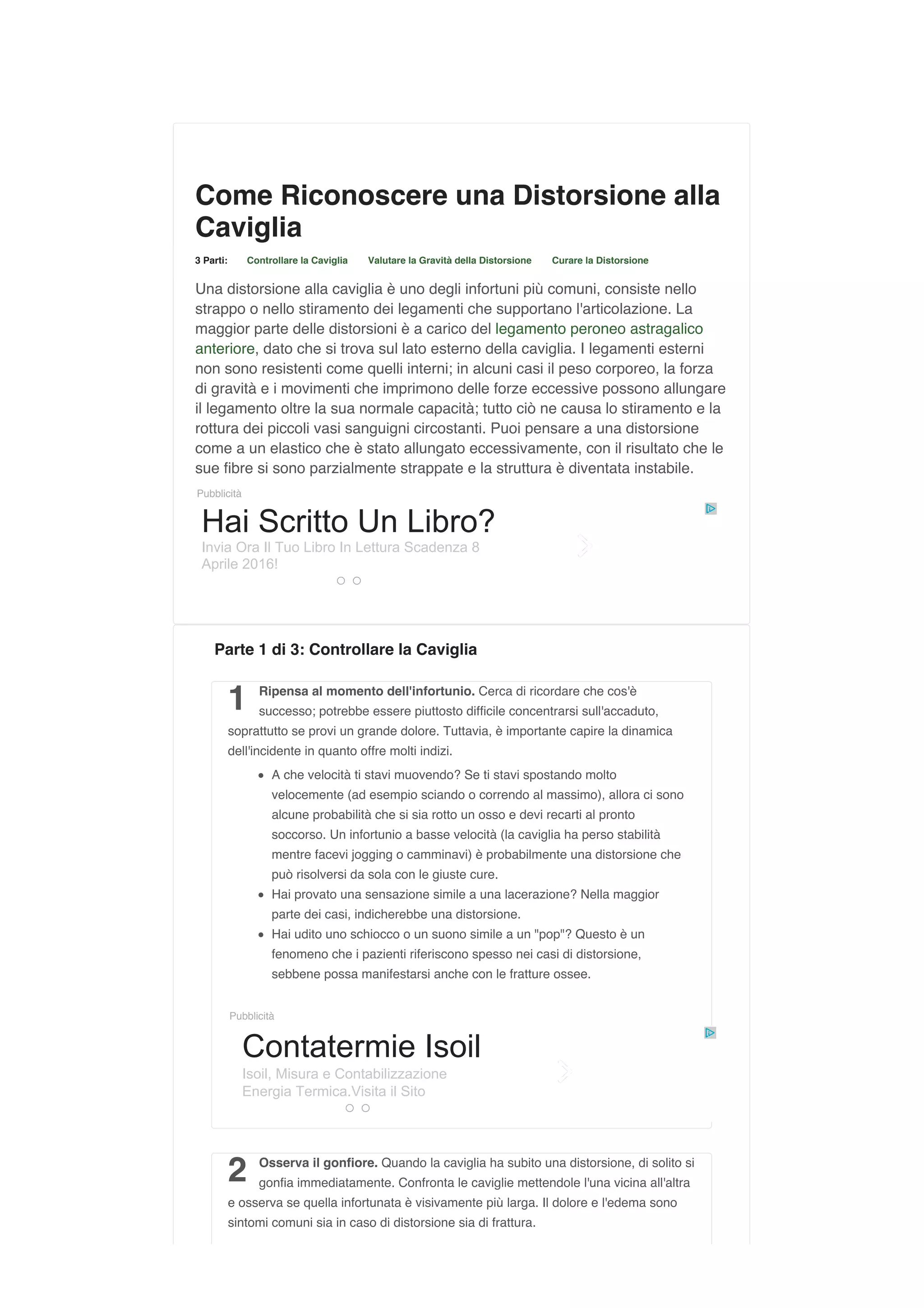 Come riconoscere una distorsione alla caviglia | PDF