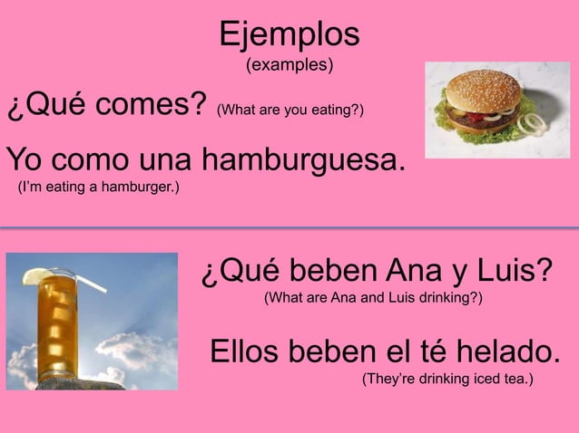 -er verbs: Comer y Beber | PPTX | Food & Drink