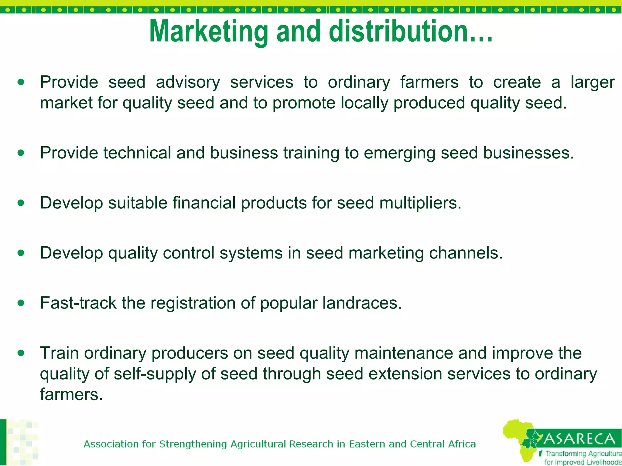 Cassava Seed Multiplication and Distribution of Improved New Varieties ...