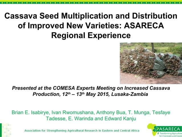 Cassava Seed Multiplication and Distribution of Improved New Varieties ...
