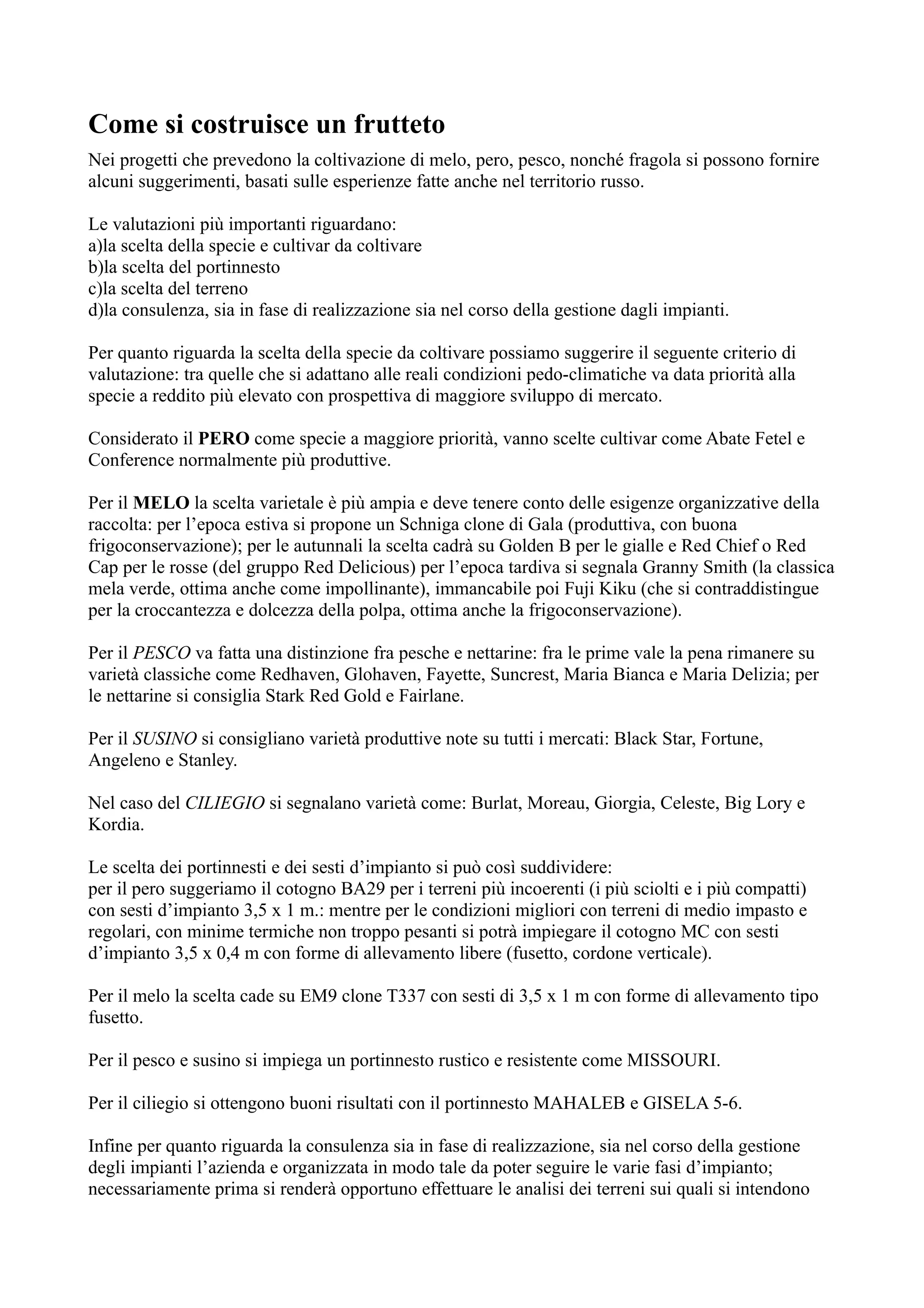 Come si costruisce un frutteto | DOC