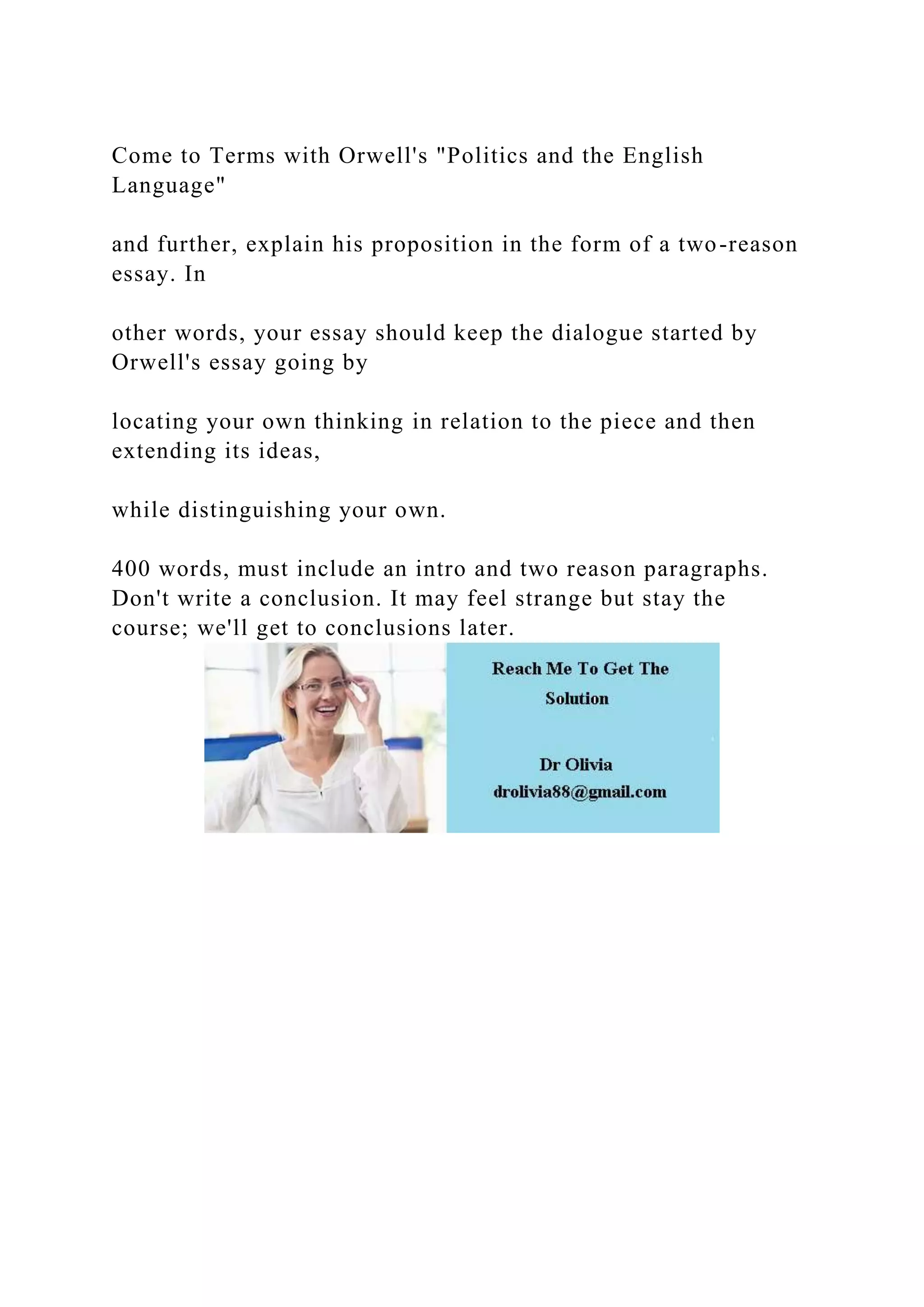 Come to Terms with Orwells Politics and the English Languagea.docx