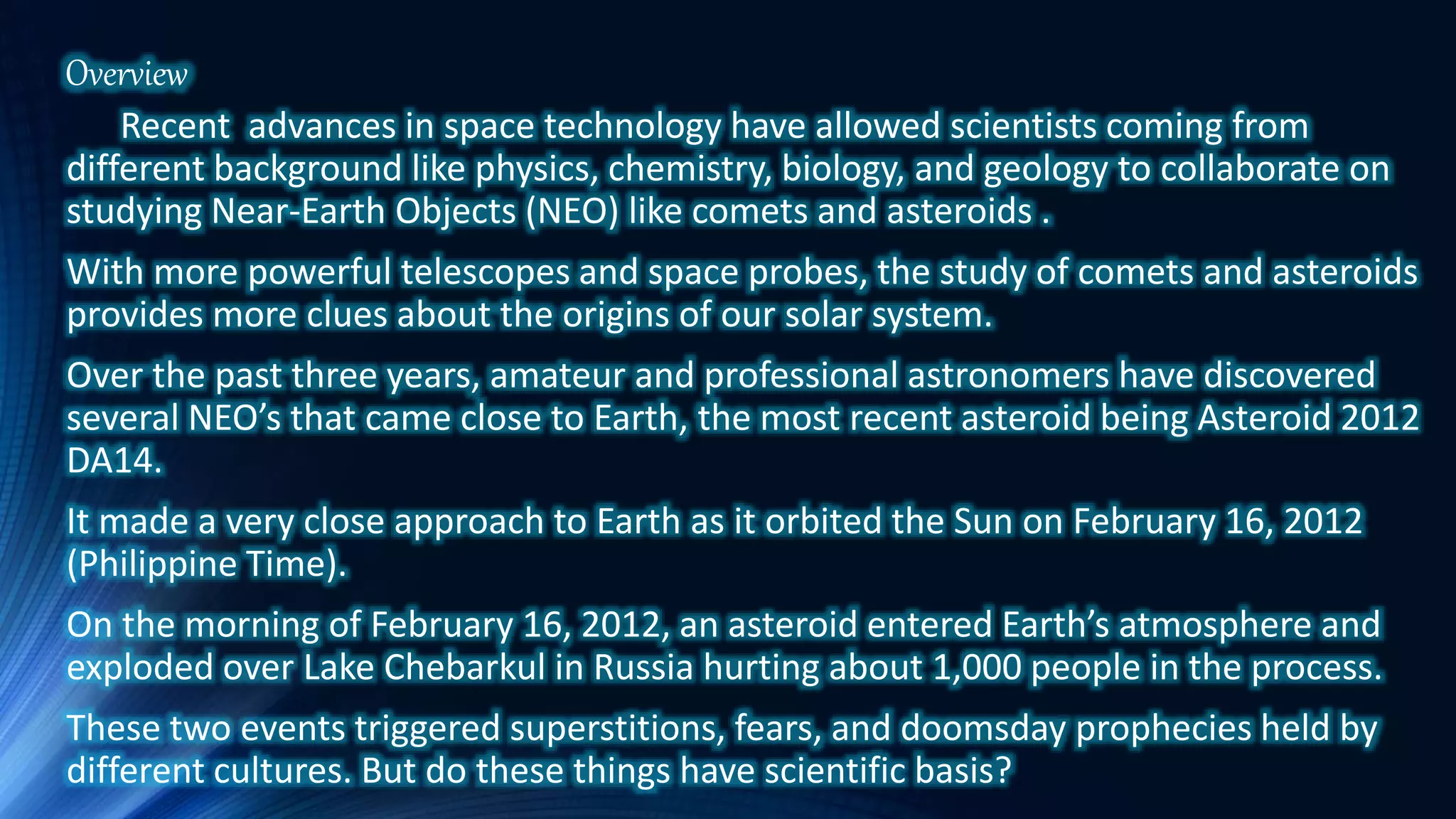Comets, Asteriods, and Meteors | PPTX