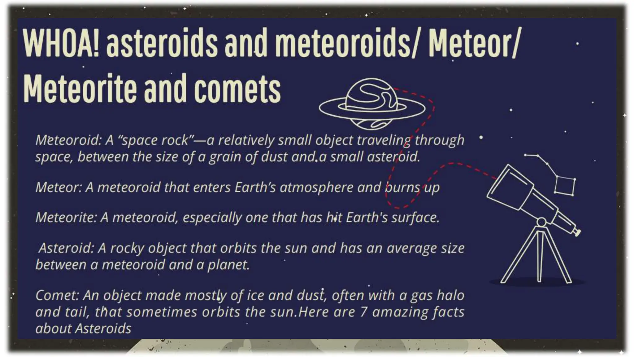 The Comets, Asteroids, and Meteors of the solar system | PPTX