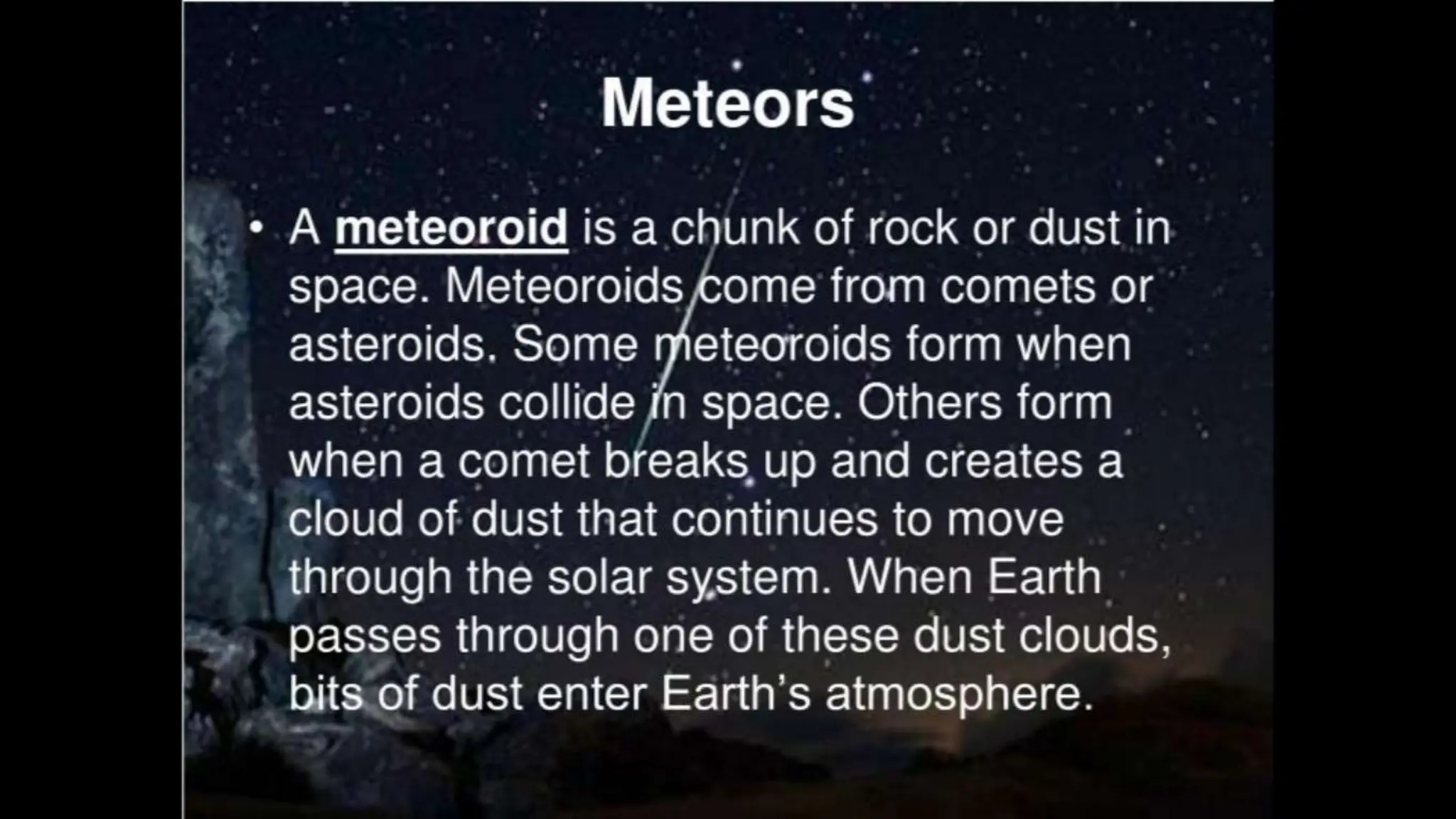 POWERPOINT FOR COMETS, ASTEROIDS, AND METEORS.pptx | Geology | Science