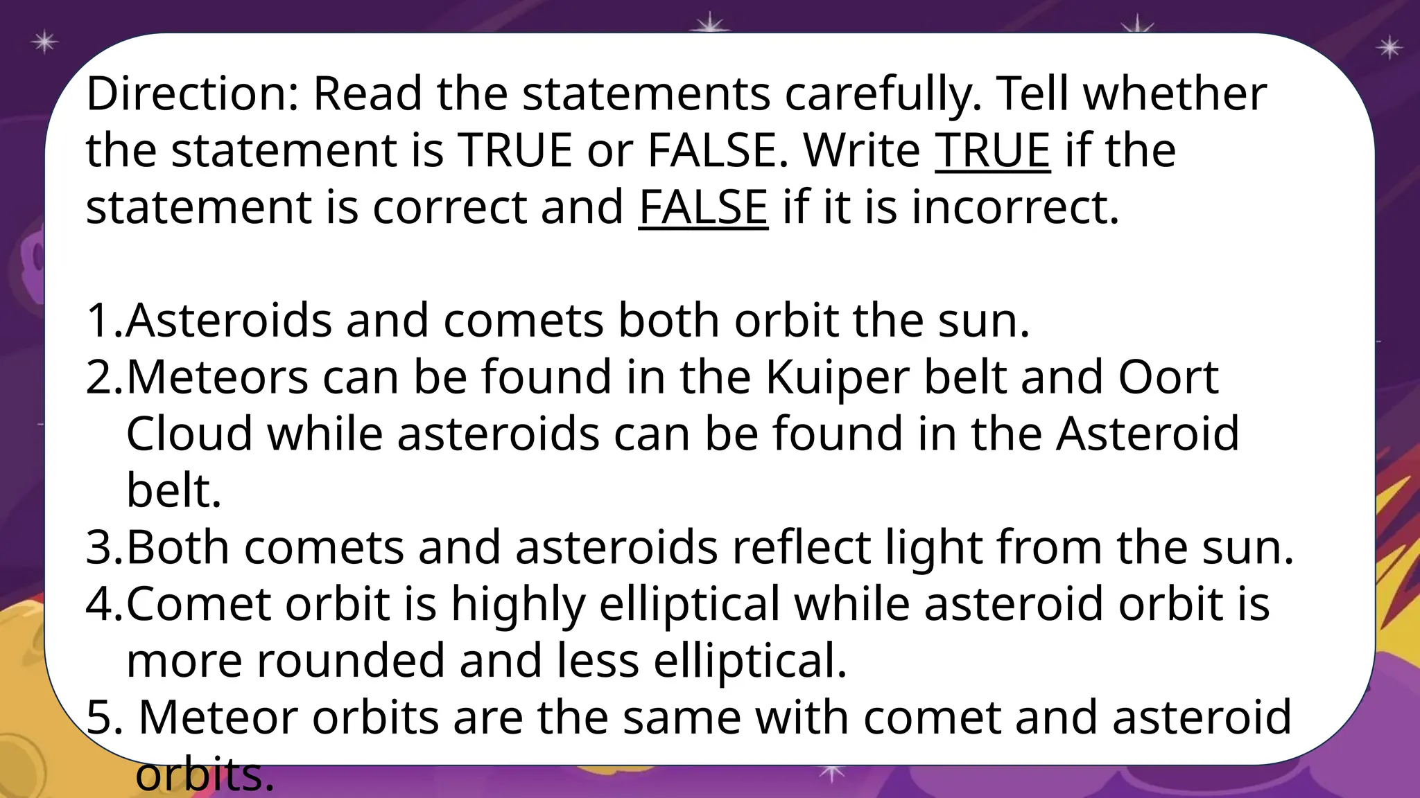 Comets Asteroids And Meteors Ppt Pptx