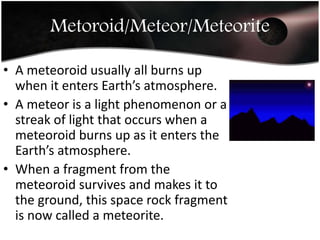 Comets, asteroids & meteors | PPTX