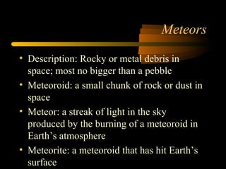 Comets asteroids meteors wilson 2013 with foldable | PPT | Geology ...