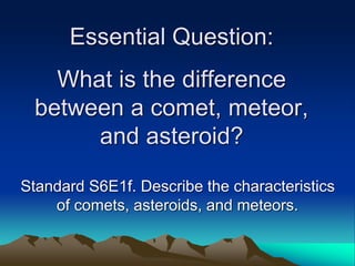 Comets Asteroids And Meteors Venn Diagram