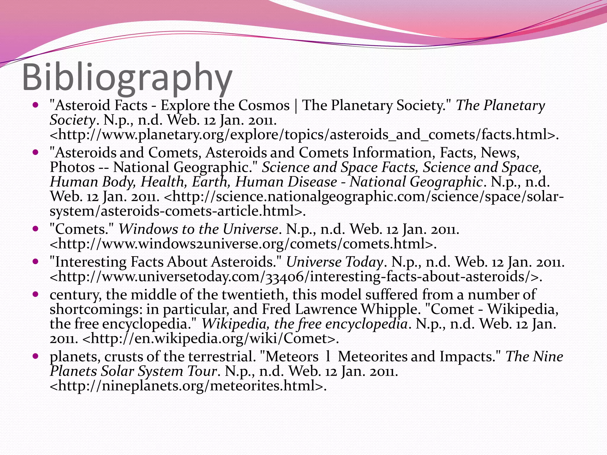 Comets Meteors And Asteroids Ppt