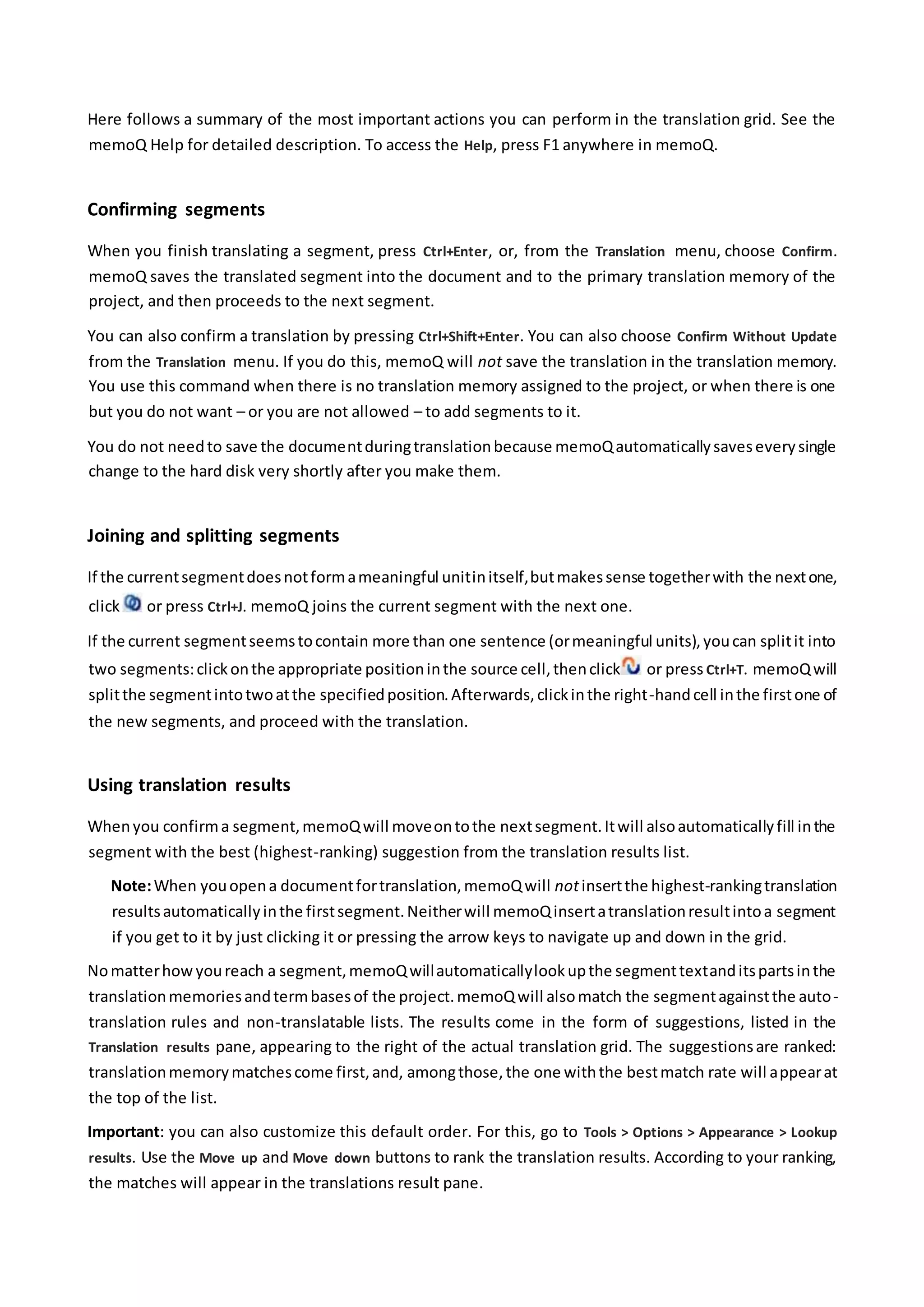 Guida all'utilizzo di MemoQ | DOCX