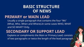 News Writing (Types of Lead, How to Write a Lead) | PPTX