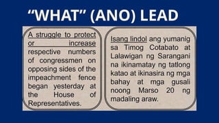 News Writing (Types of Lead, How to Write a Lead) | PPTX