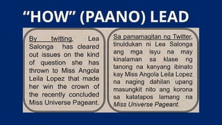 News Writing (Types of Lead, How to Write a Lead) | PPTX