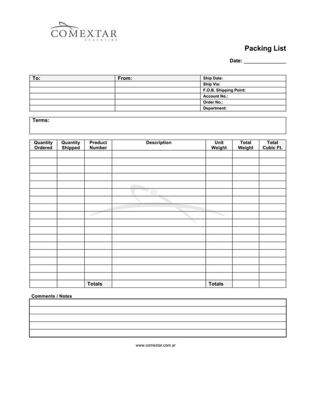 Packing List | DOC