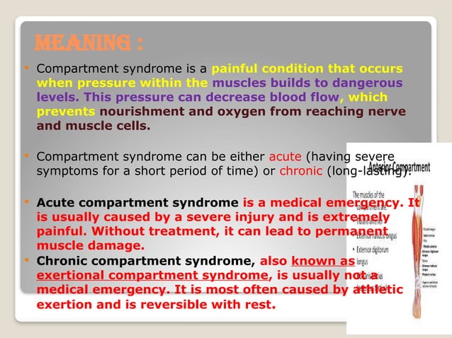 Compartment syndrome, meaning , types, causes , nursing management ...