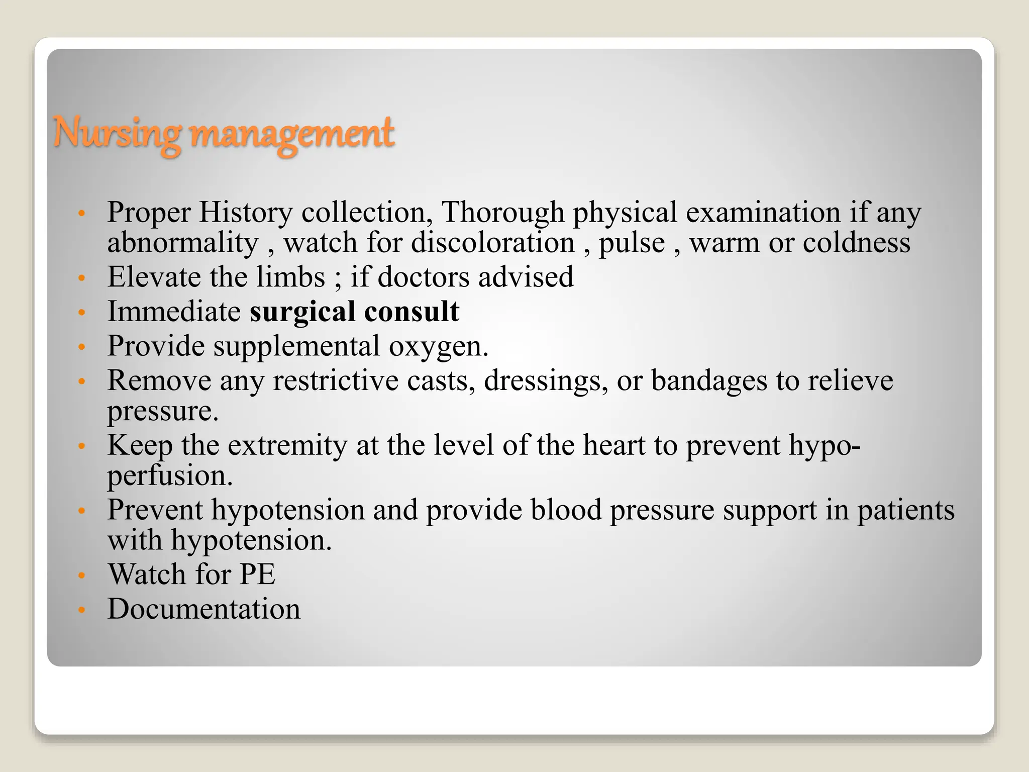 Compartment syndrome, meaning , types, causes , nursing management , murugesh (1).pptx ...