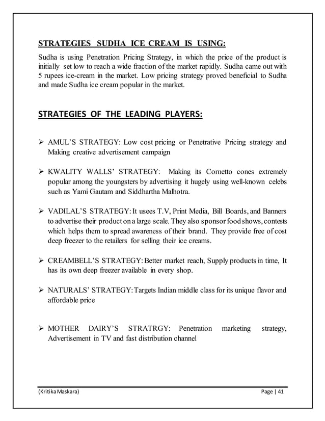 Comfed: A Report on Sudha Ice Cream in Patna | DOCX | Agriculture ...