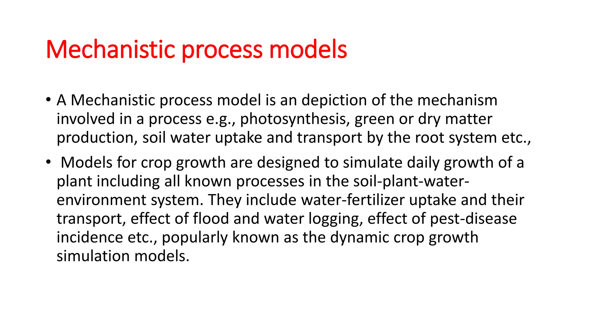 Introduction to computer based agricultural models | PPTX