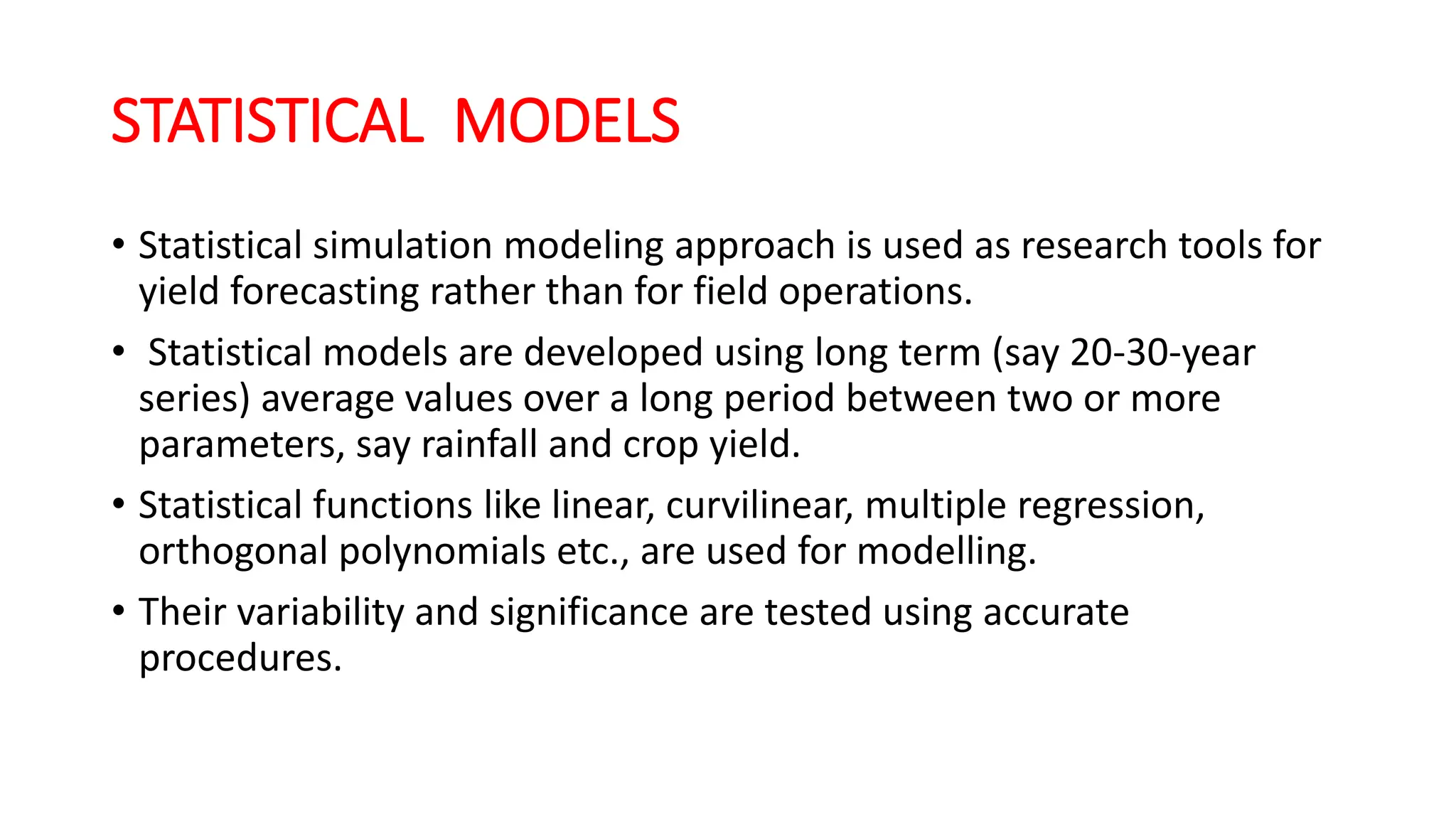Introduction to computer based agricultural models | PPTX