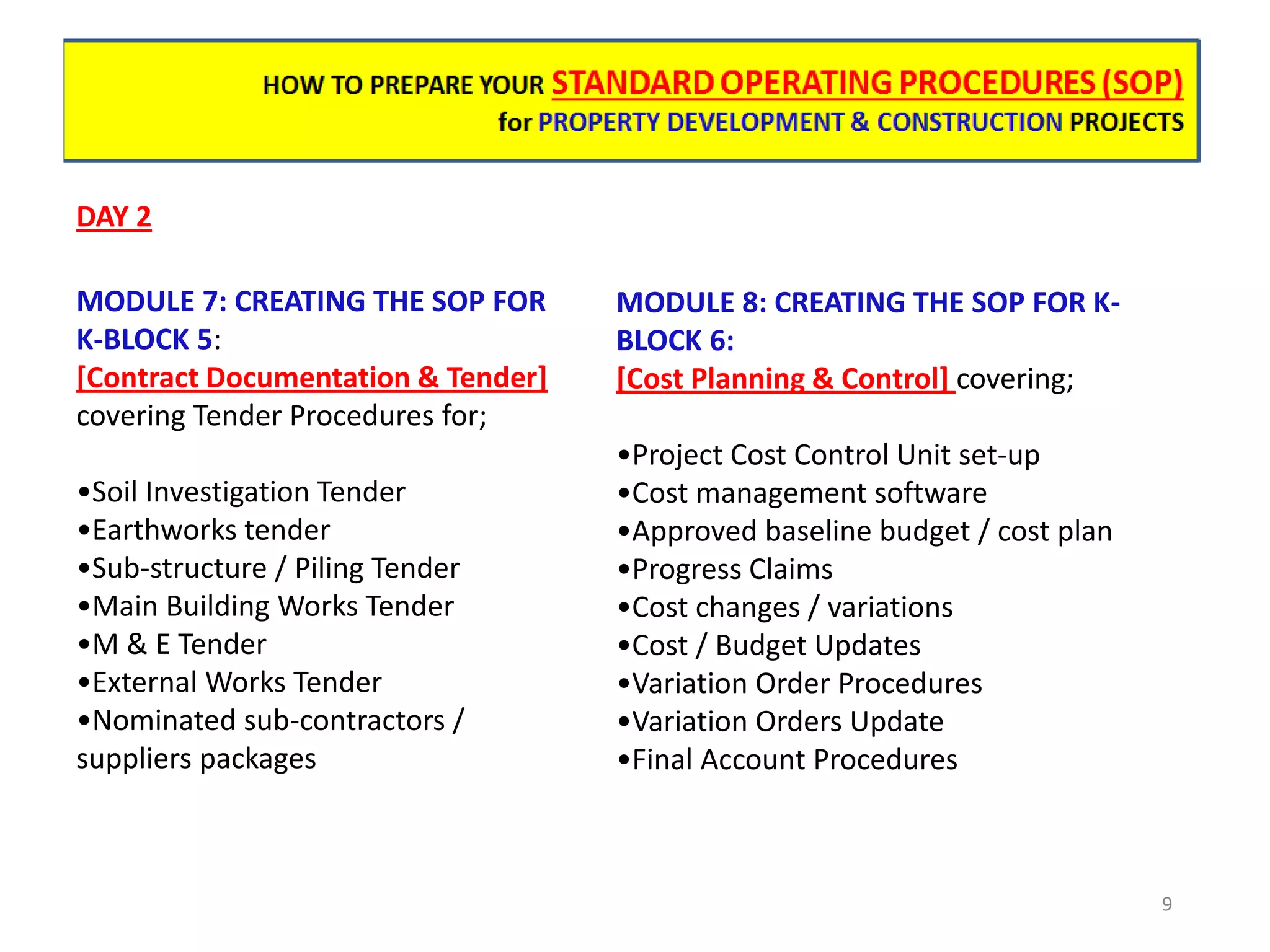 How to Prepare your SOP for Real Estate Developer & Contractor | PDF
