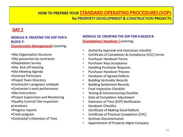How to Prepare your SOP for Real Estate Developer & Contractor | PDF