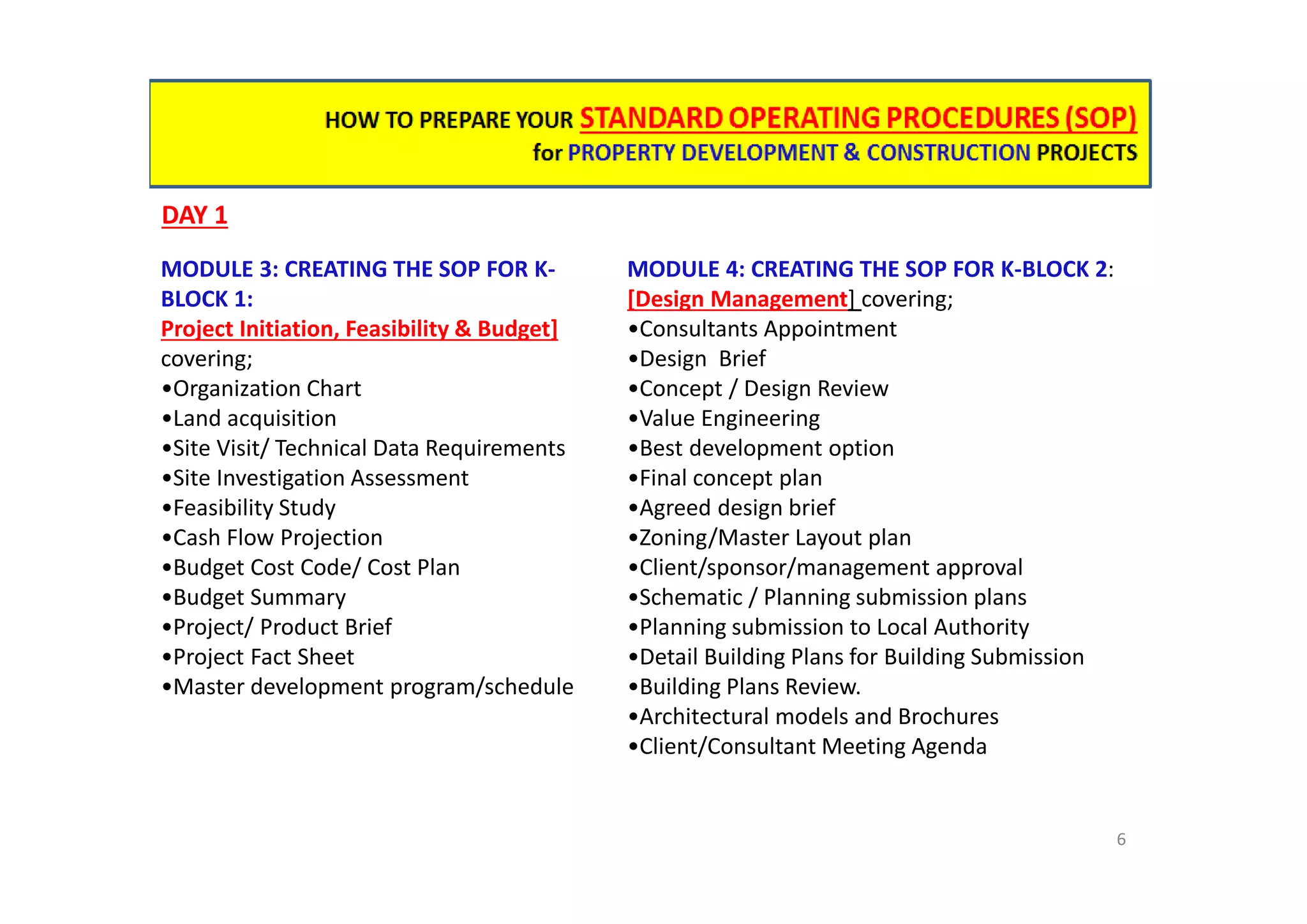 How to prepare your Standard Operating Procedures (SOP) for Property Development & Construction ...