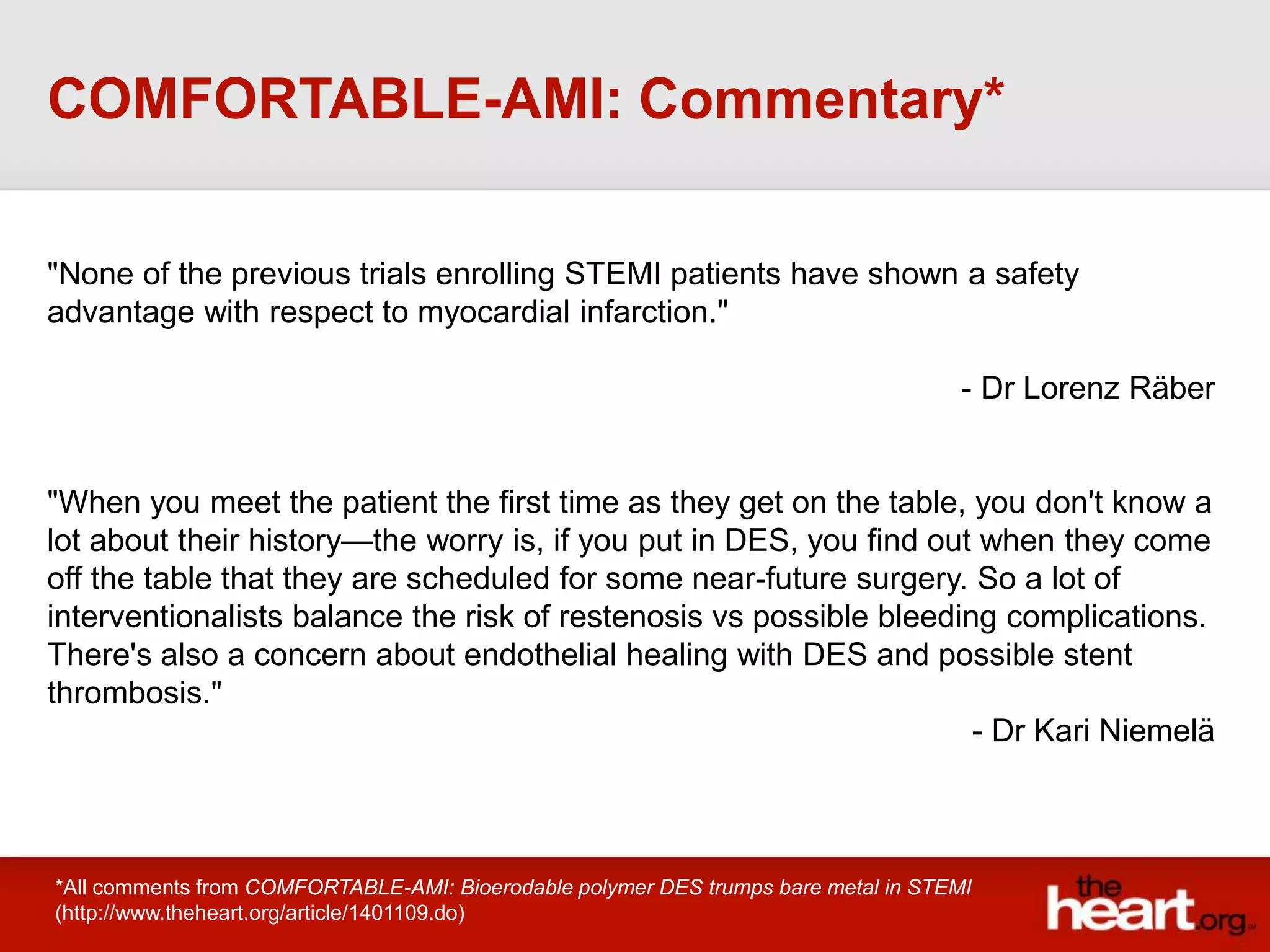COMFORTABLE-AMI trial - Summary & Results | PDF | Heart and ...