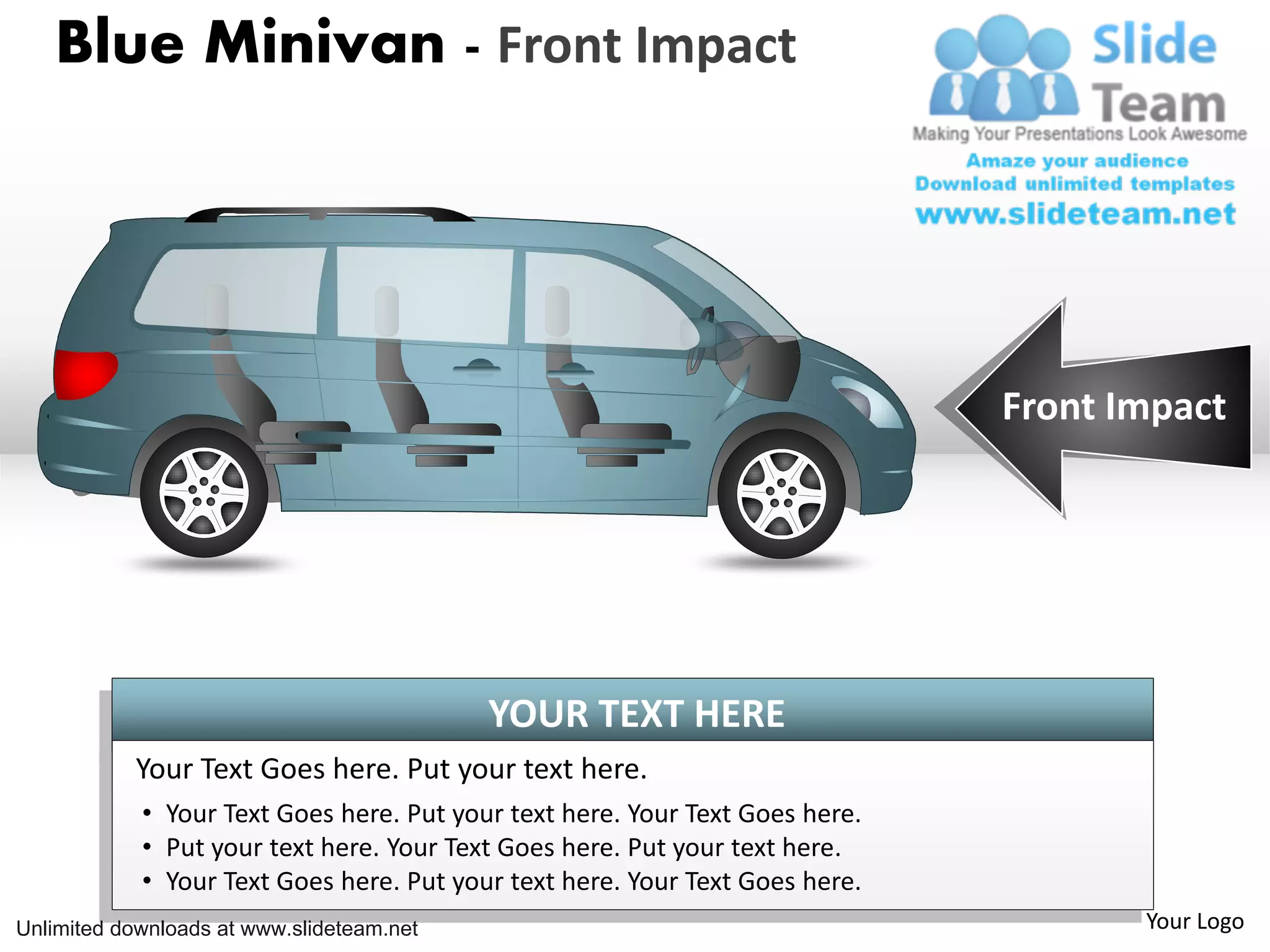 Comfortable blue minivan side view power point slides and ppt diagram ...