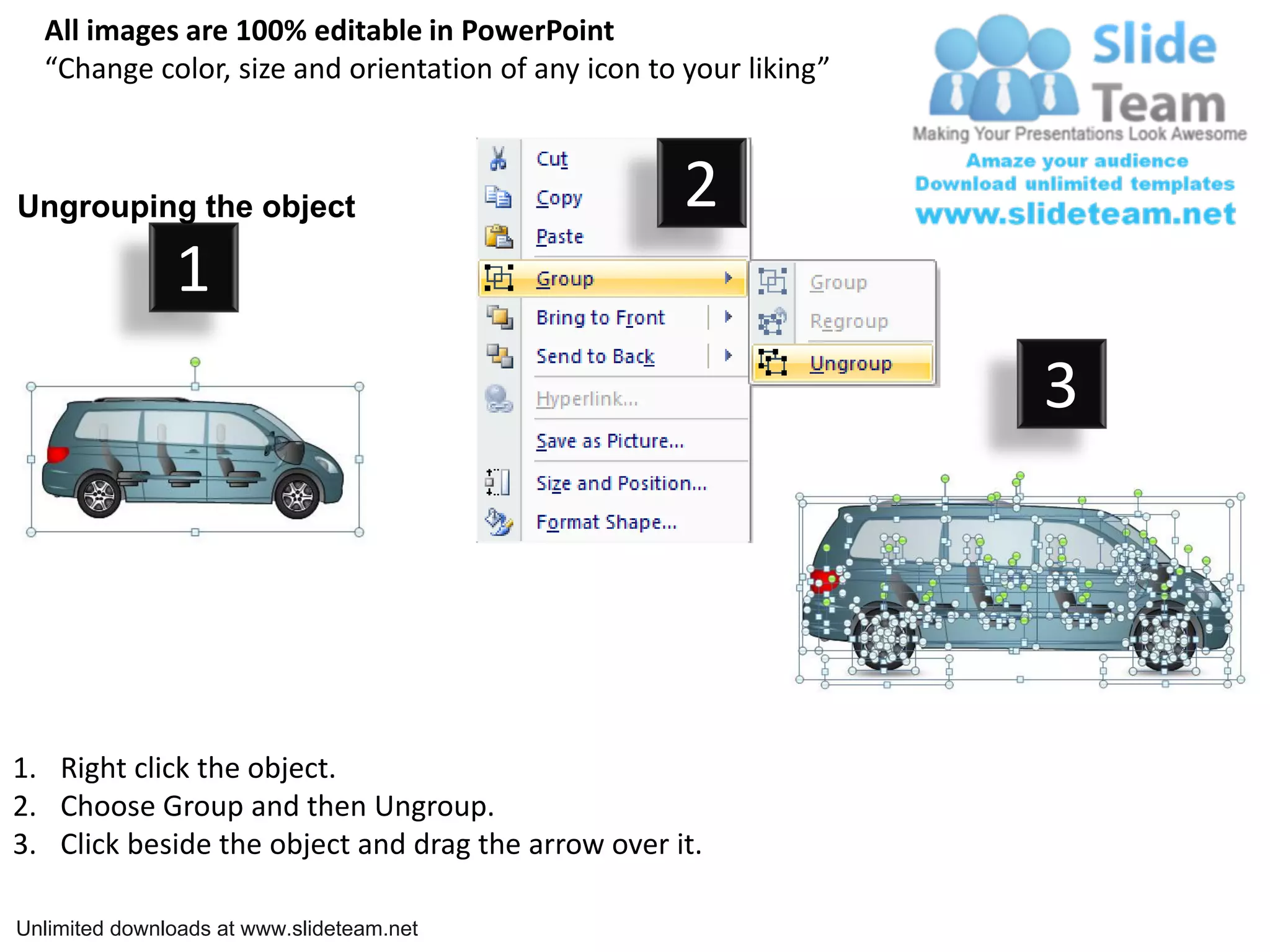 Comfortable blue minivan side view power point slides and ppt diagram ...