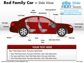 Comfortable red family car power point slides and ppt diagram templates ...