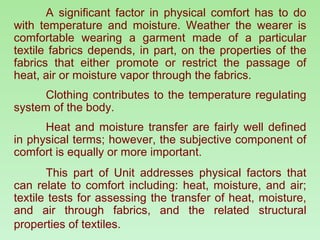 Comfort properties of fabrics | PPT